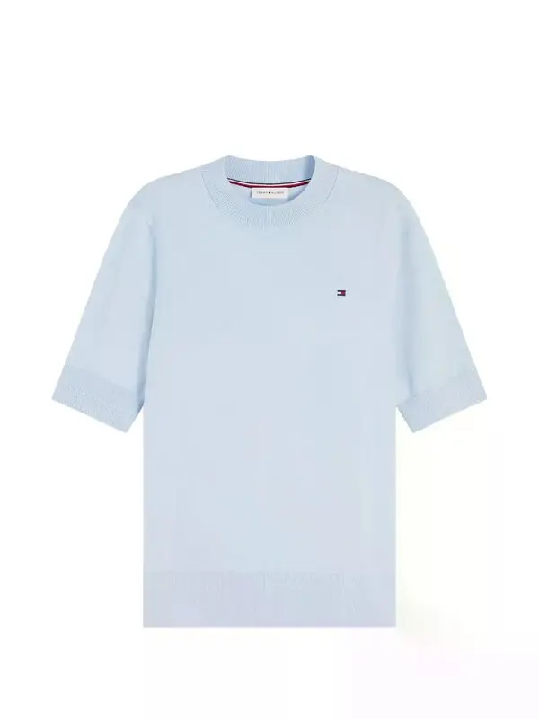 Tommy Hilfiger Short-sleeve Logo-embroidered Top - Blue