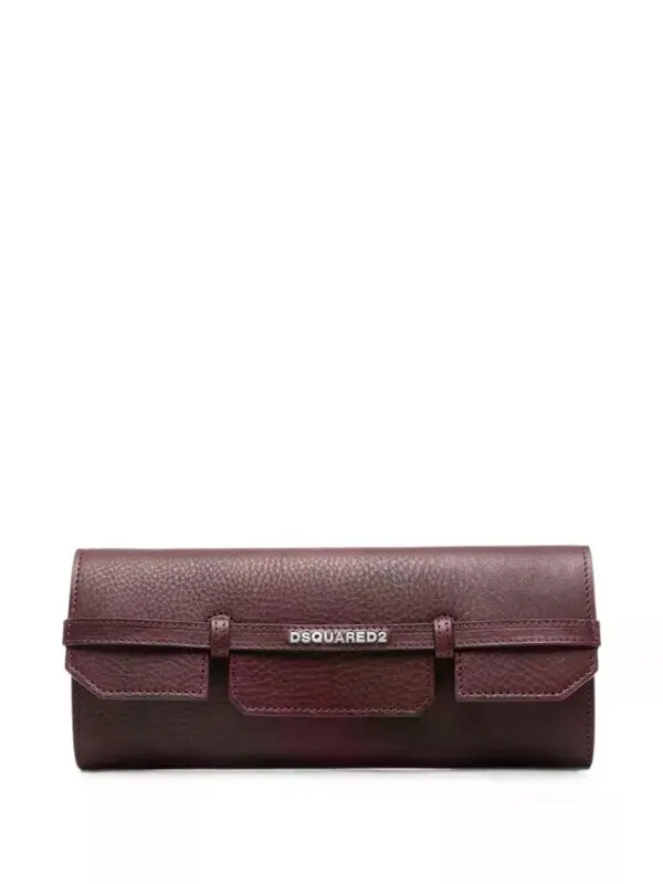 Dsquared2 Logo-plaque Pebbled-leather Clutch Bag - Red