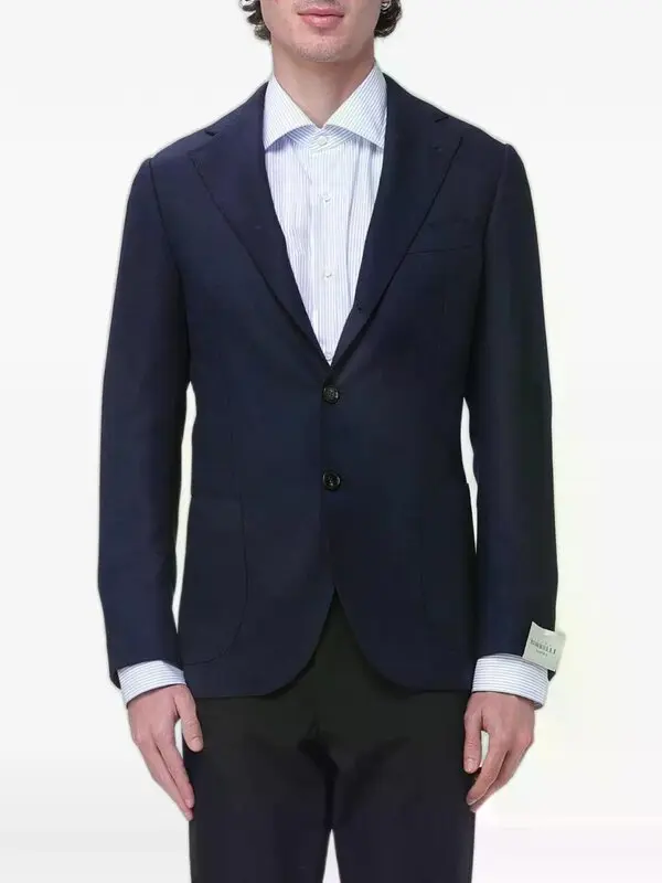 LUIGI BORRELLI Single-breasted Wool Blazer - Blue