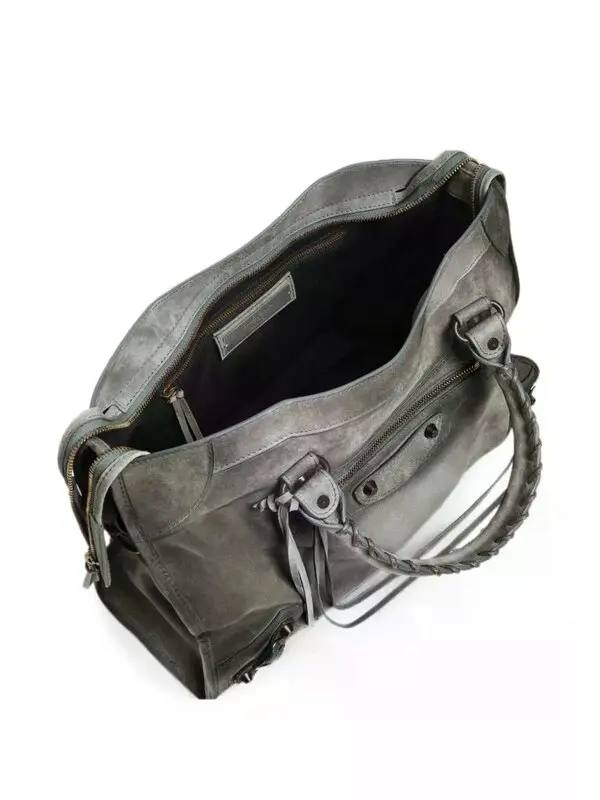 Balenciaga Medium Le City Waxed Suede Tote Bag - Grey