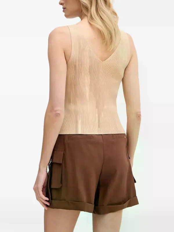 GAUDI Ribbed-knit V-neck Top