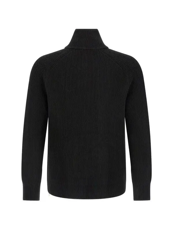 RIVIERA Ribbed Zip Sweater - Black