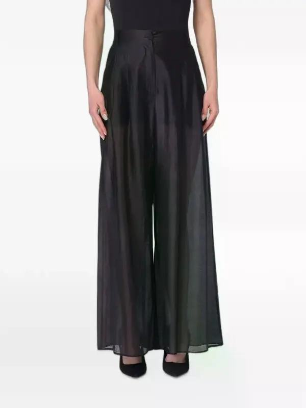 HANITA Sheer Wide-leg Palazzo Pants - Black