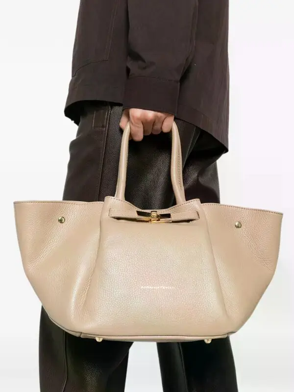 ADRIANNA FERETTI Twist-lock Pebbled Tote Bag