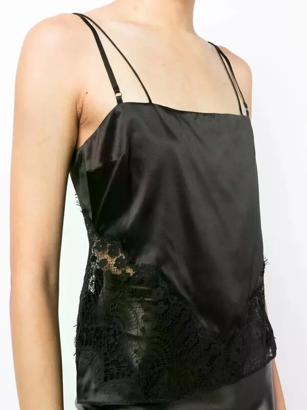 TOM FORD Lace-detail Sleeveless Satin Top - Black