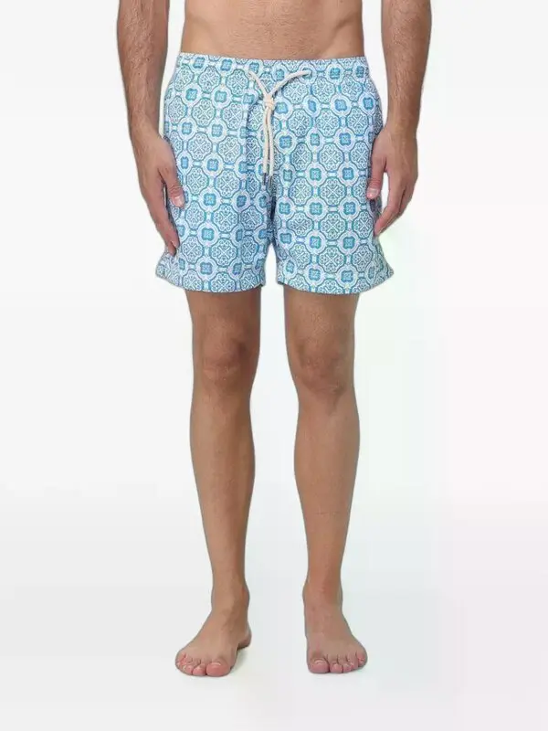 PENINSULA SWIMWEAR Poltu Quatu Geometric-print Swim Shorts - Blue
