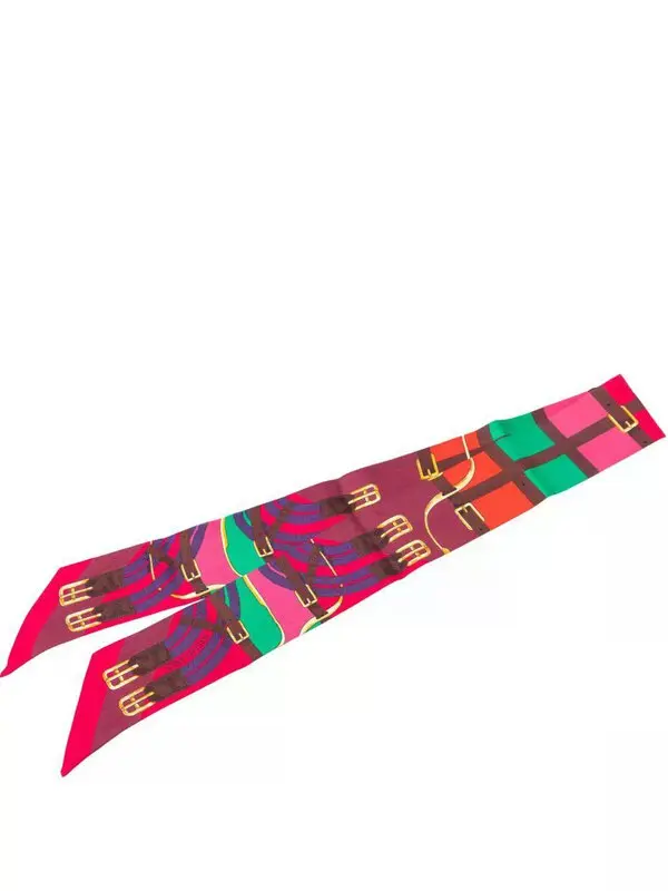 Hermès 2000-2026 Mors A Jouets Silk Twilly Scarf Scarves - Pink