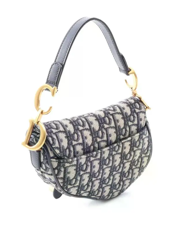 Dior 2000 Mini Oblique Canvas Saddle Bag Satchel - Blue