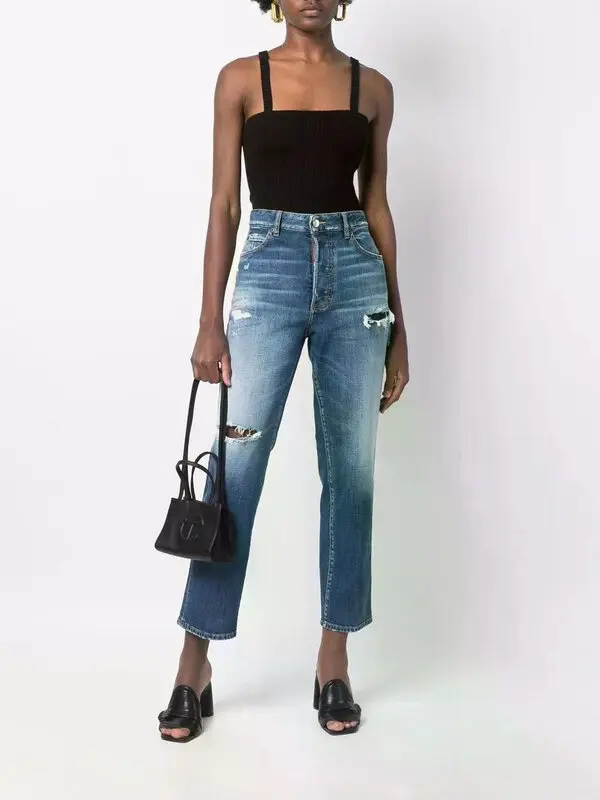 Dsquared2 Distressed Straight-leg Jeans - Blue