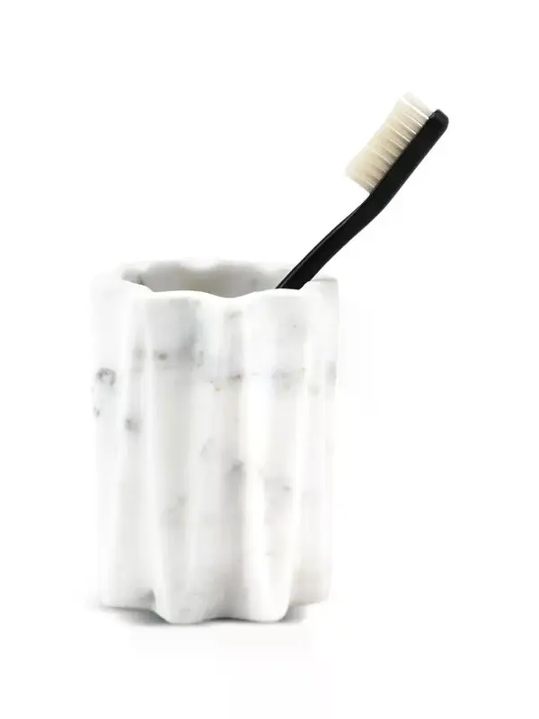 EDITIONS MILANO Fold Marble Brush Holder - White