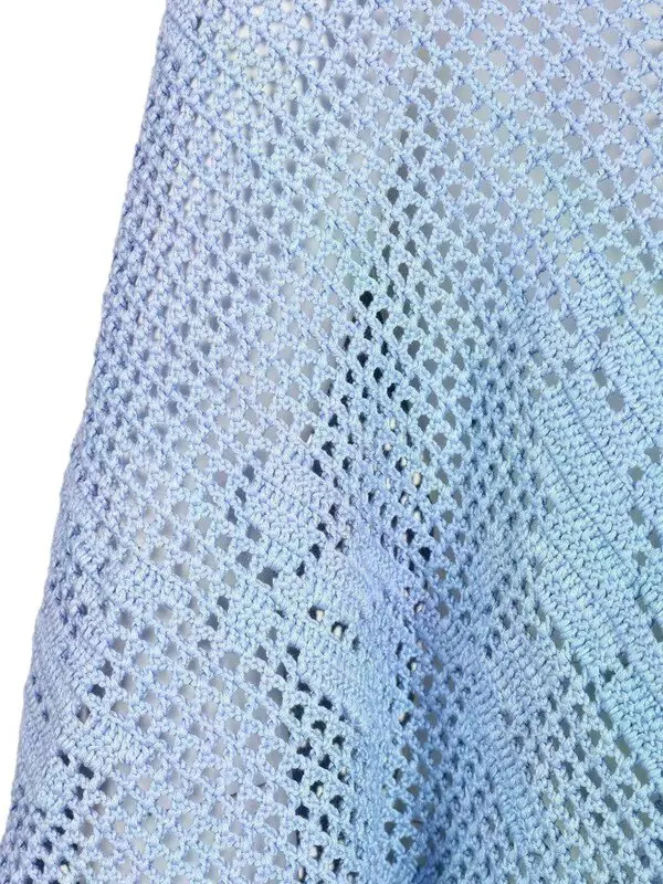 CHIARA IS Fringe-trim Knitted Shawl - Blue