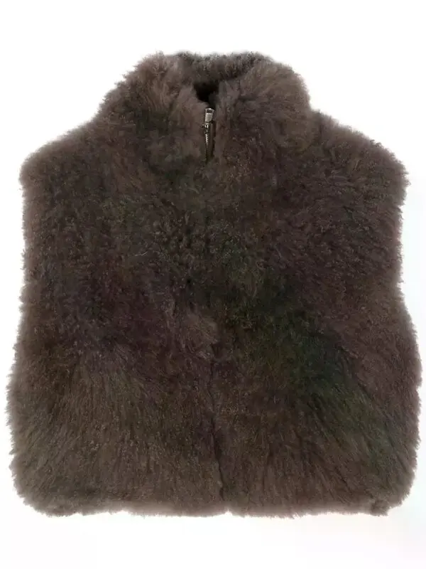 LISKA Fur-design Cashmere Gilet - Brown