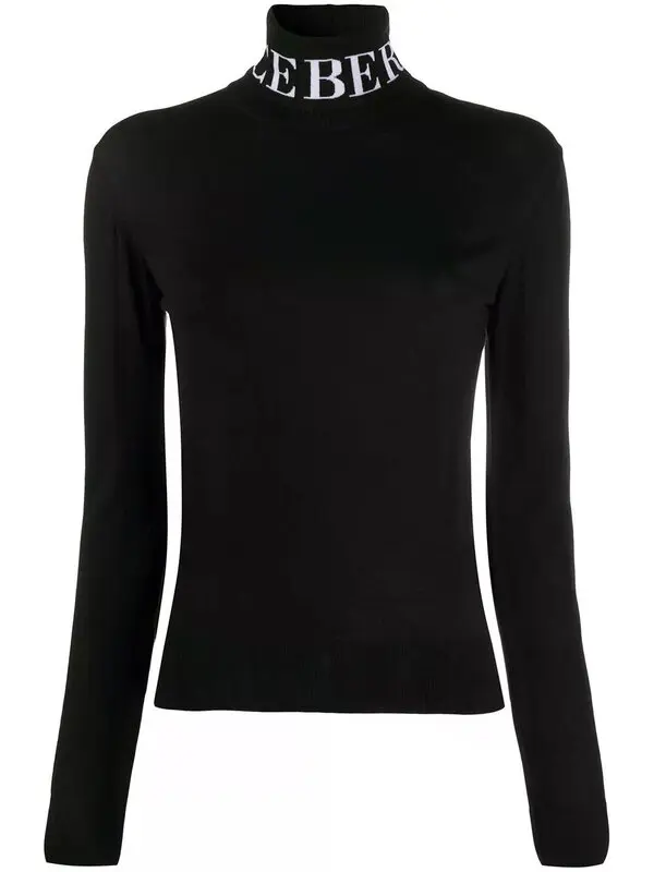 Iceberg Logo Intarsia Virgin Wool Jumper - Black