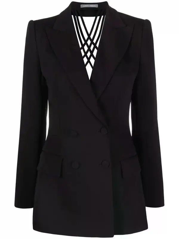 Alberta Ferretti Strappy-back Double-breasted Blazer - Black