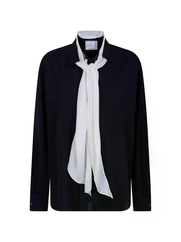 Sacai Tie-neck Long-sleeve Shirt - Black