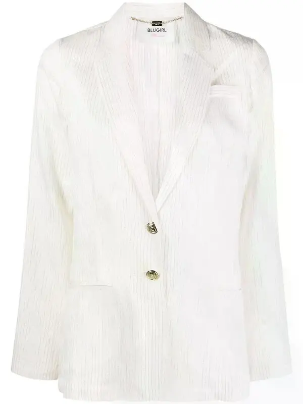 BLUGIRL Metallic-stripe Single-breasted Blazer - Neutrals