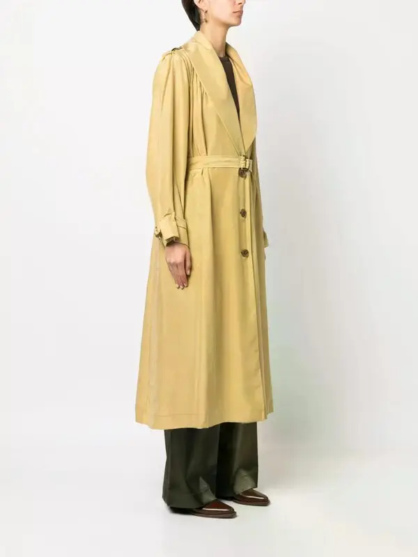 Alberta Ferretti Shawl-lapels Silk Trench Coat - Neutrals