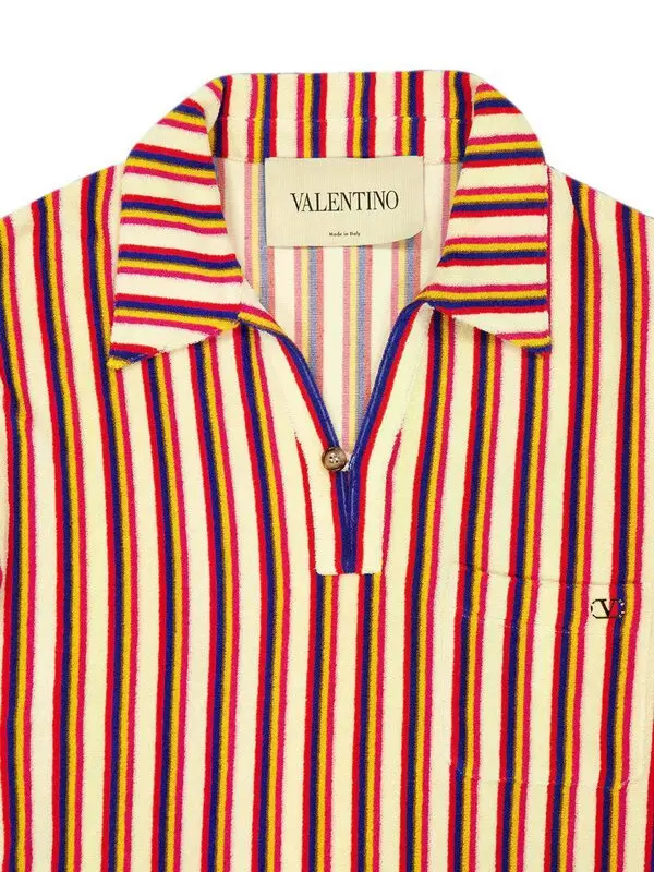 Valentino Garavani Striped V-neck Polo Shirt