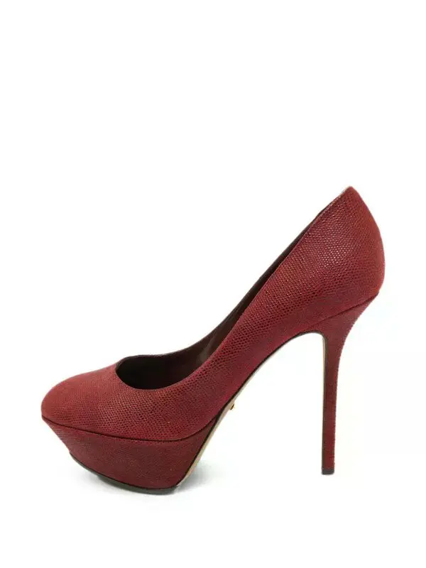 SERGIO ROSSI Karung Leather Platform Pumps - Red