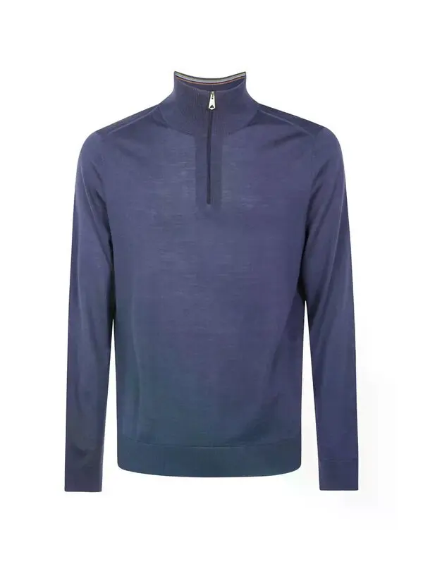 Paul Smith Merino Quarter-zip Sweater - Blue