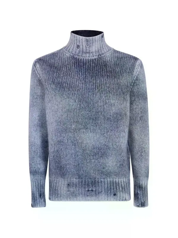Avant Toi Distressed Roll-neck Sweater - Grey