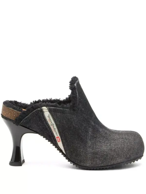 DIESEL® D-woodstock 78mm Denim Mules - Black