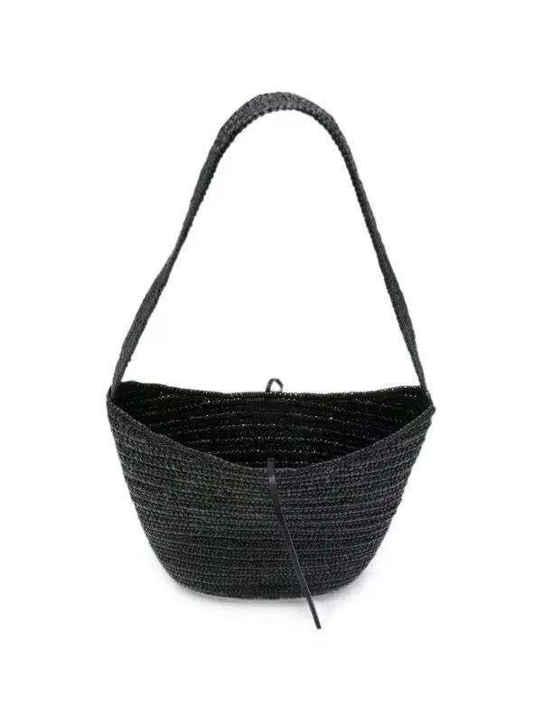 THE ROW Alma Shoulder Raffia Bag - Black