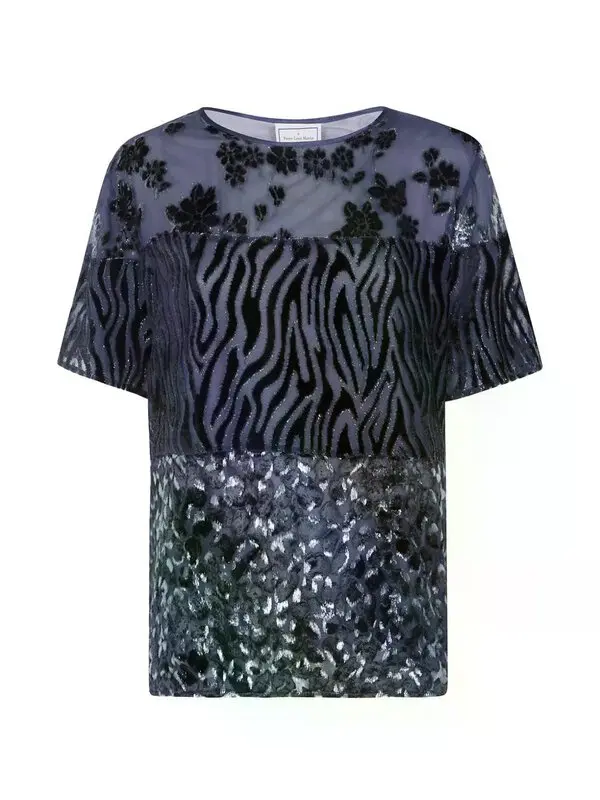 PIERRE-LOUIS MASCIA Patchwork-pattern Devoré T-shirt