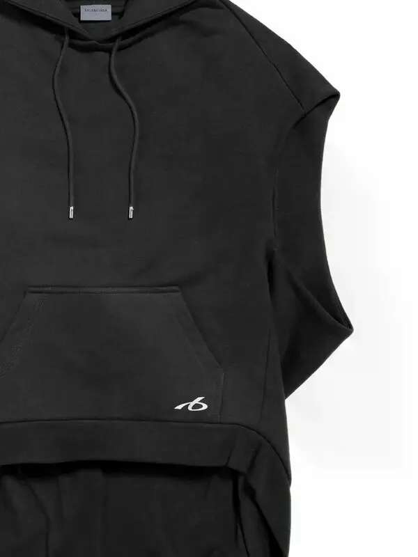 Balenciaga Sleeveless Regular-fit Hoodie - Black