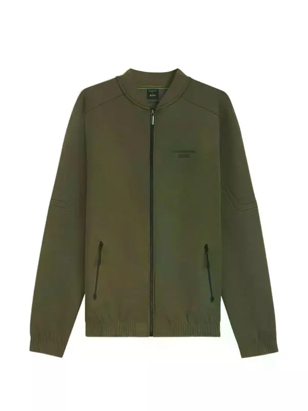 BOSS Logo-embroidered Zip-up Jacket - Green
