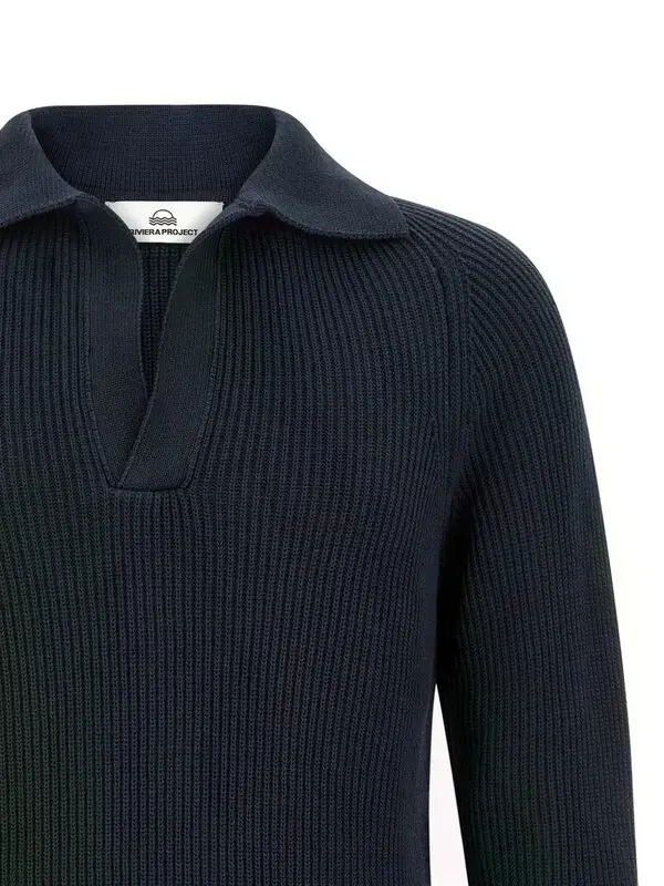 RIVIERA Ribbed Polo Collar Sweater