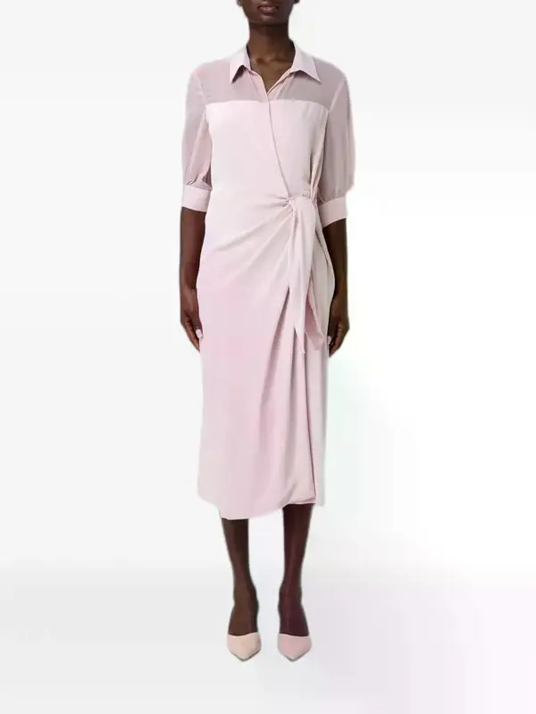 HANITA Midi Bow-detail Wrap Dress - Pink