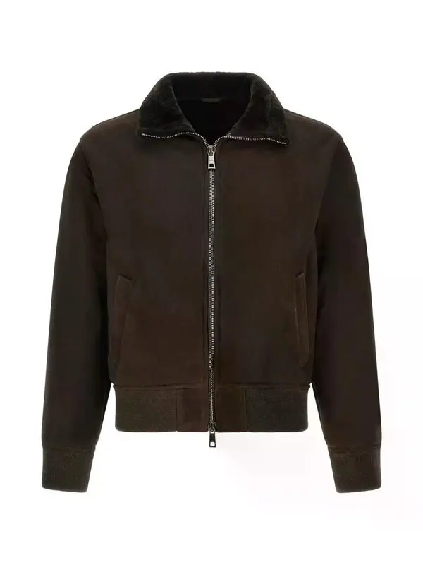GIORGIO BRATO Shearling-collar Suede Jacket - Brown