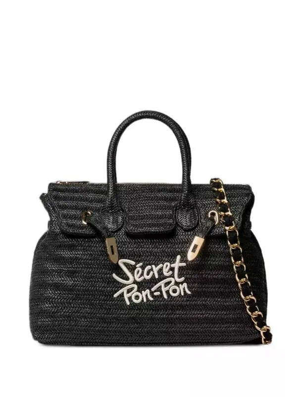 SECRET PON-PON Medium Victoria Logo-embroidered Shoulder Bag - Black