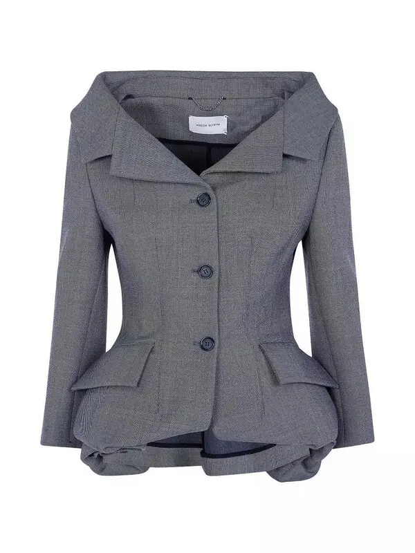 Magda Butrym Off-the-shoulder Peplum Blazer - Grey