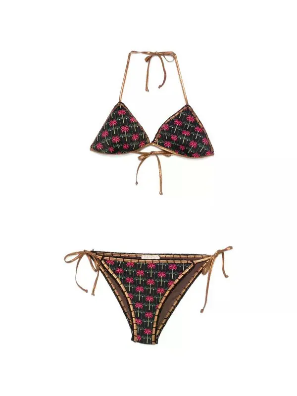Anjuna Palm Tree-print Triangle Bikini - Black