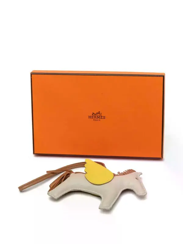Hermès 2021 Milo Lambskin And Swift Grigri Rodeo Pegase Bag Charm Mm Key Chain - White