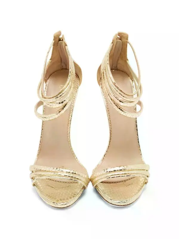 LE SILLA Snakeskin-embossed Ankle-strap Sandals