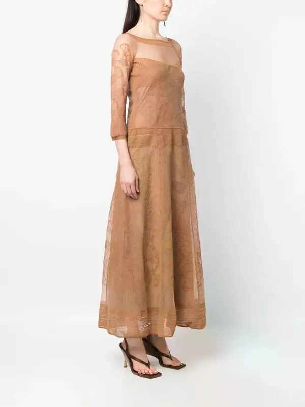 Alberta Ferretti Embroidered Mesh Dress