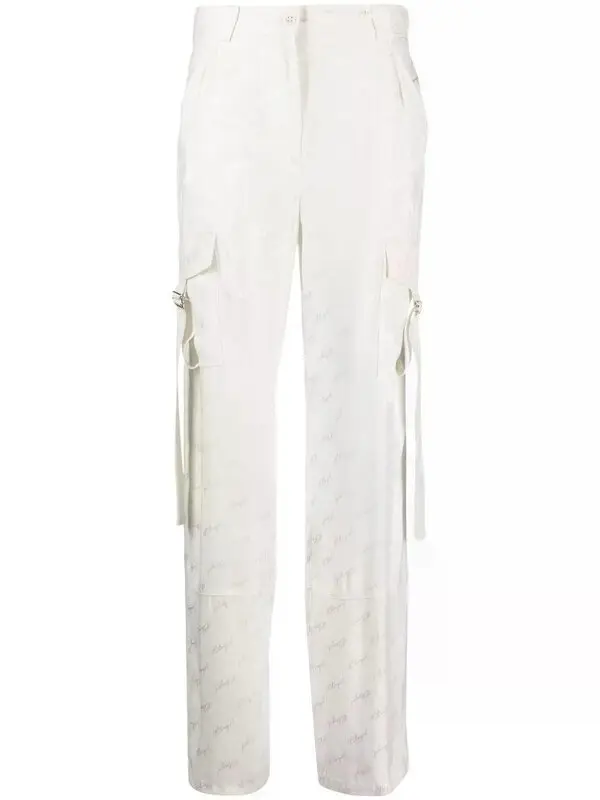 BLUGIRL Straight-leg Logo-print Trousers - Neutrals