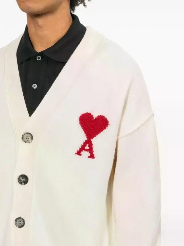 AMI Paris De Coeur Cardigan - Neutrals