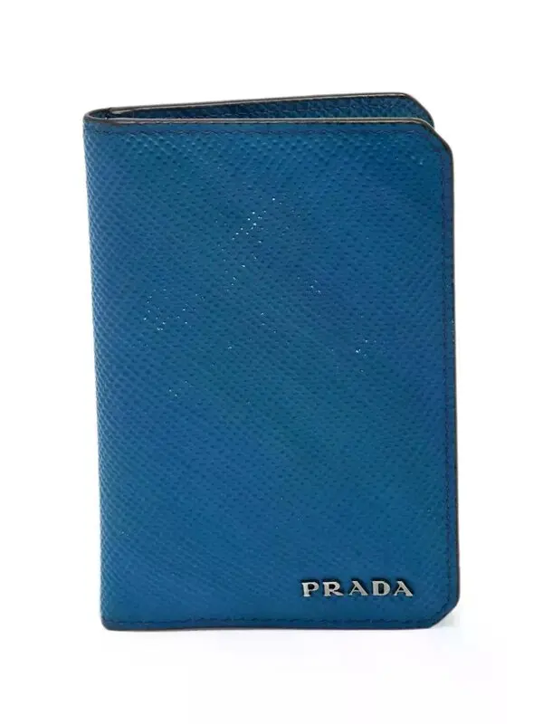 Prada Saffiano Leather Card Holder - Blue