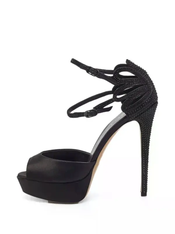 LE SILLA Crystal-embellished Ankle-strap Sandals - Black
