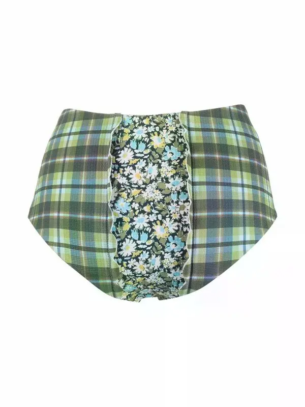 Marysia Plaid And Floral-print Bikini Bottoms