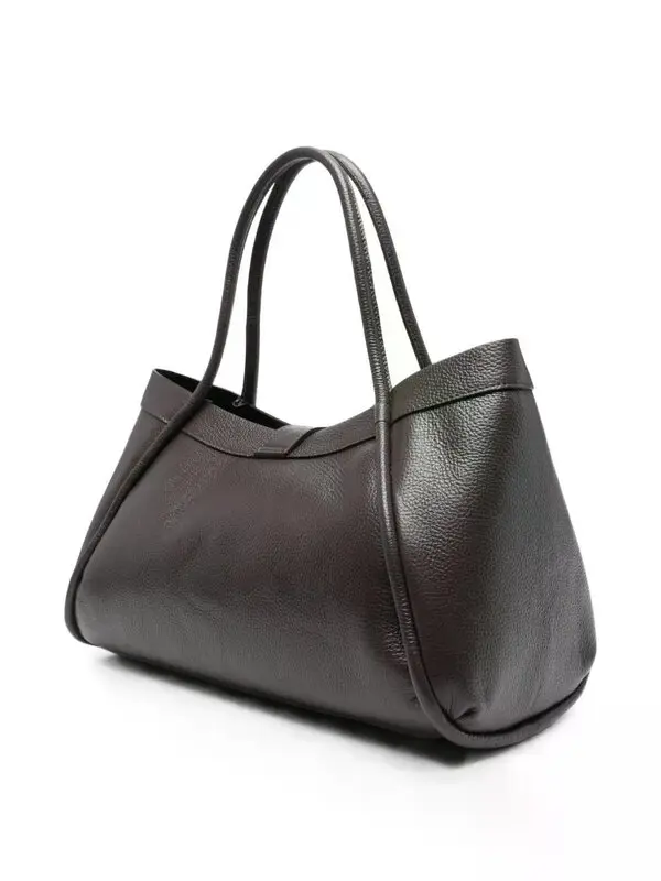 ADRIANNA FERETTI Pebbled Leather Twist-lock Tote Bag