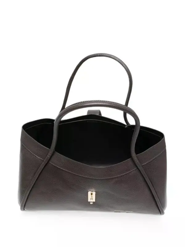 ADRIANNA FERETTI Pebbled Leather Twist-lock Tote Bag