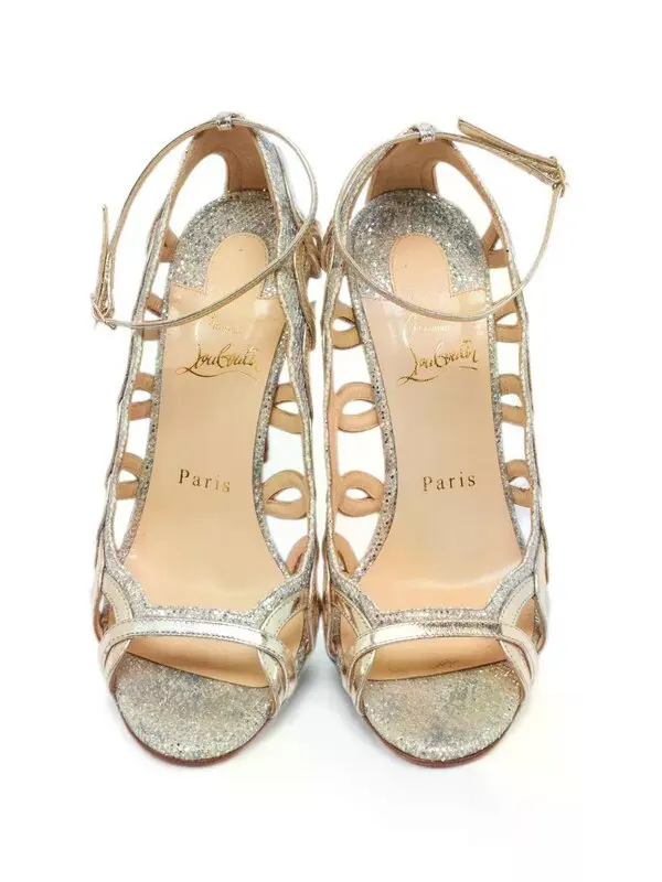 CHRISTIAN LOUBOUTIN Gold-tone Glitter Cut-out Stiletto Pumps