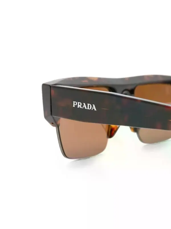 Prada Tortoiseshell-effect Rectangle-frame Sunglasses