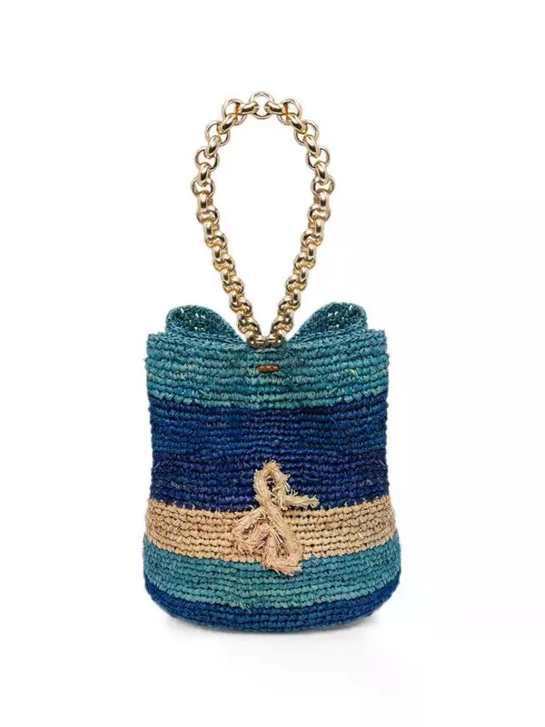 Ruslan Baginskiy Striped Straw Shoulder Bag - Blue