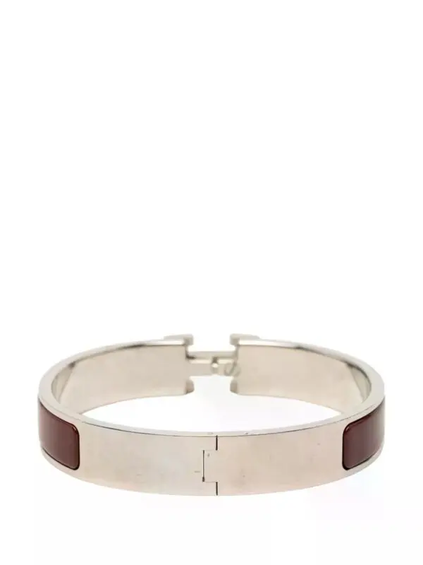 Hermès Enamel And Palladium-plated Metal Clic H Bracelet Pm - Red